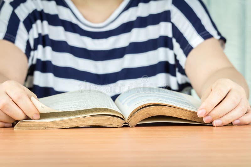 Woman Reading Book on the Table Stock Photo - Image of memory, bookworm ...