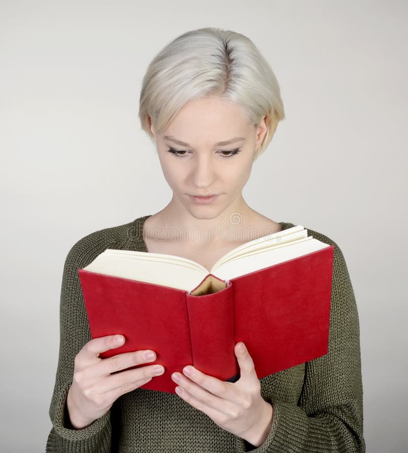 Woman reading book stock image. Image of business, seriously - 76626411