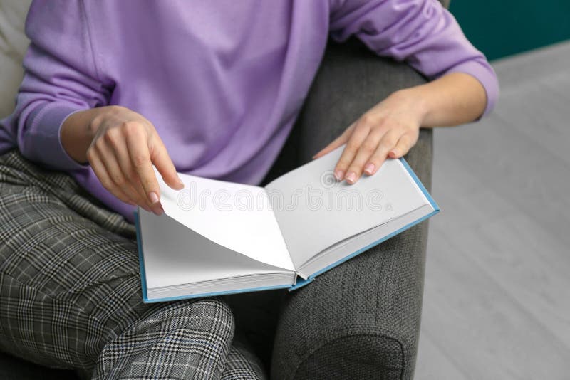Woman Reading Interesting Book at Home Stock Image - Image of person ...
