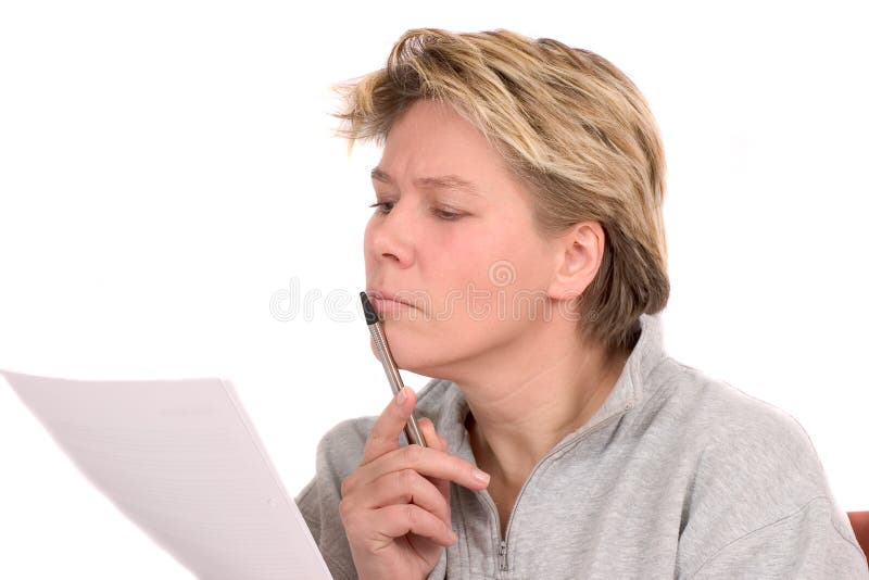 Woman Reading a Legal Document Stock Photo - Image of women, decision ...