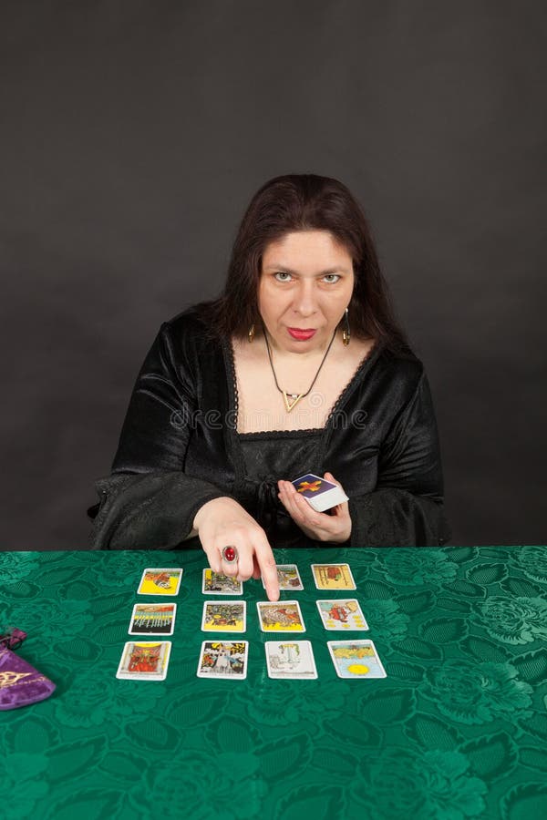 A Woman is Reading Tarot Cards Stock Image - Image of clairvoyant ...