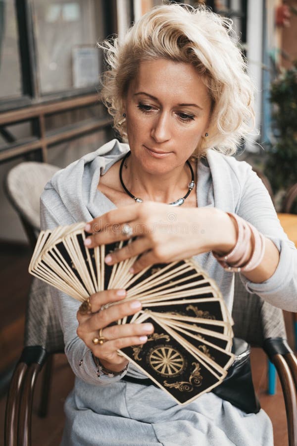 Woman is Reading Tarot Cards Stock Photo - Image of magic, concept ...