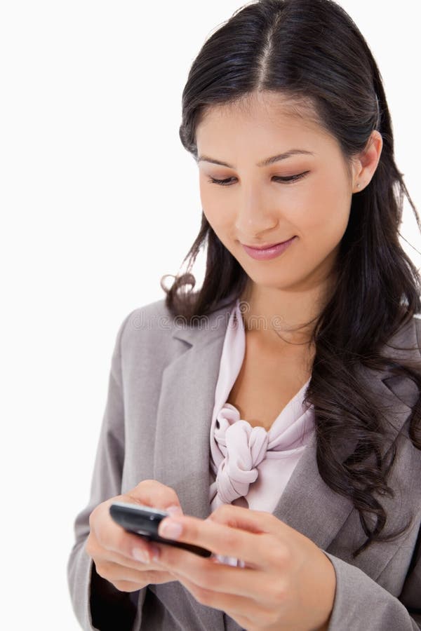 Woman reading text message stock photo. Image of technology - 22664594
