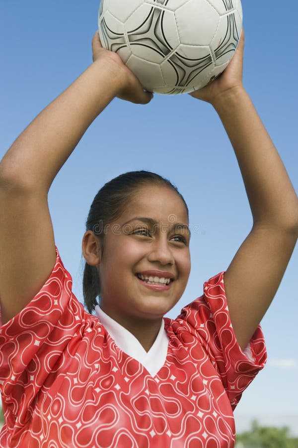Woman Ready To Throw Soccer Ball Stock Photo - Image of hobbies ...