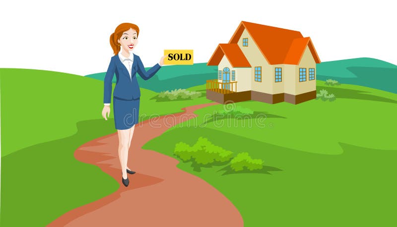 Woman Real Estate Agent, Illustration Stock Vector - Illustration of ...