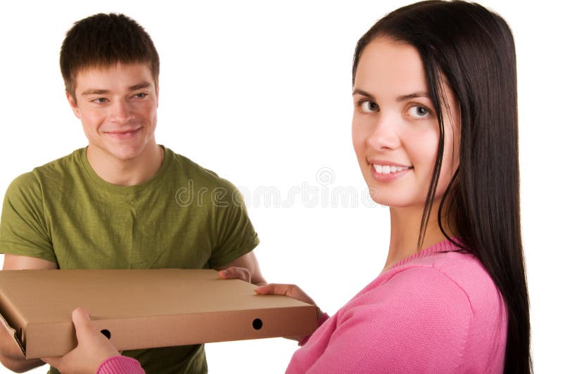 Woman Receive For A Package Stock Photo - Image of brown, house: 11978730