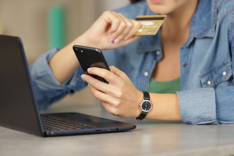 Woman Receiving Authentification Code on Smartphone To Confirm Online ...