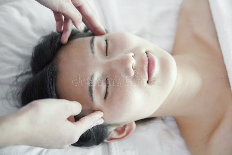 Woman Receiving Head Massage Stock Image - Image of healthcare, closed ...