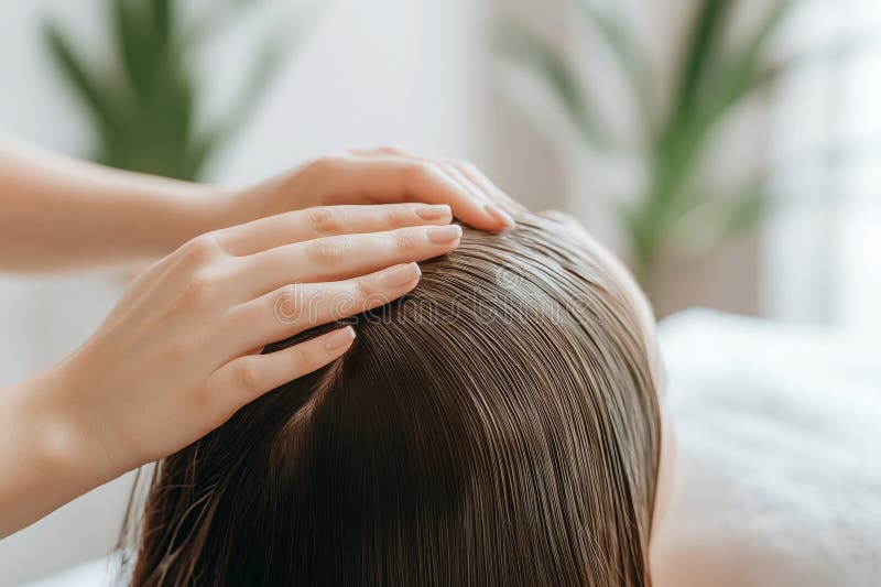 Woman Receiving Head Massage in Spa Therapy Stock Illustration ...