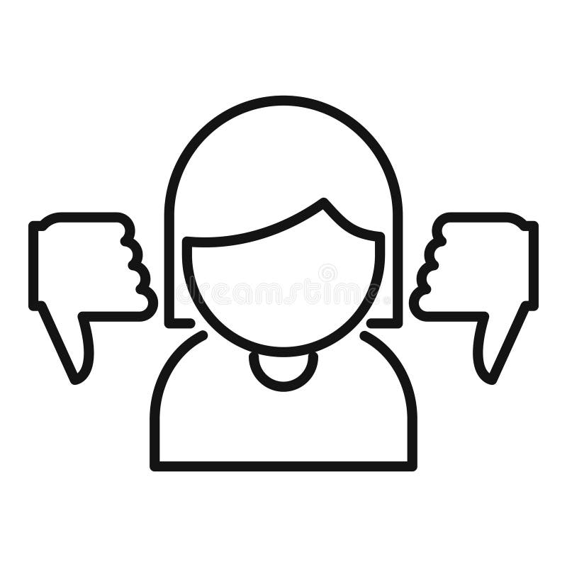 Woman Receiving Negative Feedback Represented by Thumbs Down Icons ...