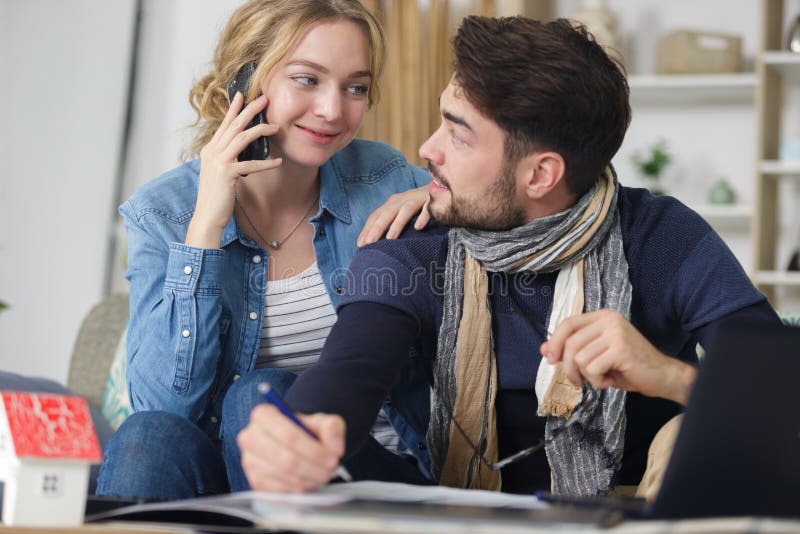 Woman Recieves Call from Real-state Stock Photo - Image of modern, send ...