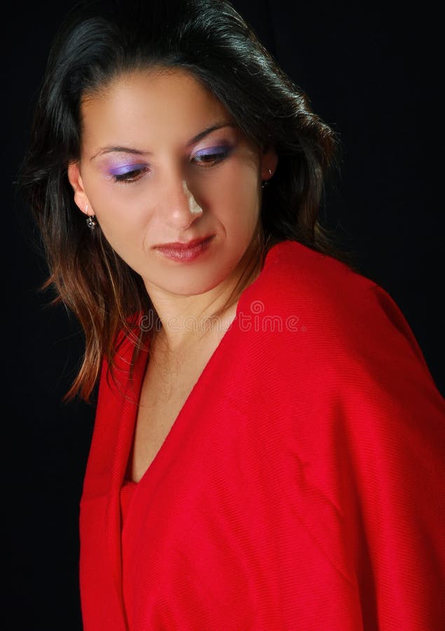 Woman in red stock image. Image of gloomy, beauty, isolated - 3731553