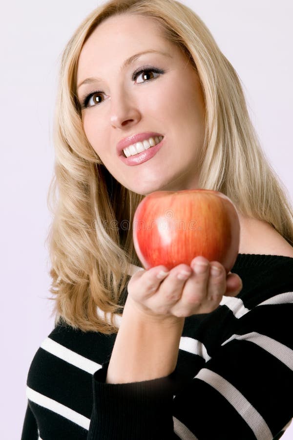 Pretty Girl Juggling Two Red Apples Stock Image - Image of eyes ...