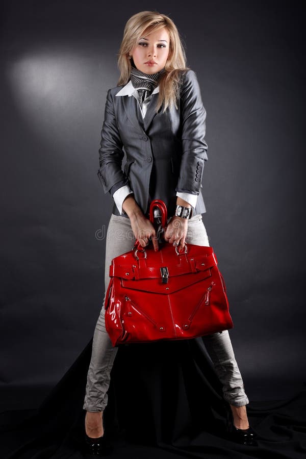 Woman with red bag stock photo. Image of person, freshness - 17235910