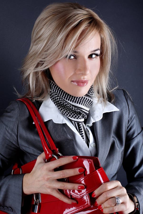Woman with red bag stock image. Image of glamor, model - 17476913