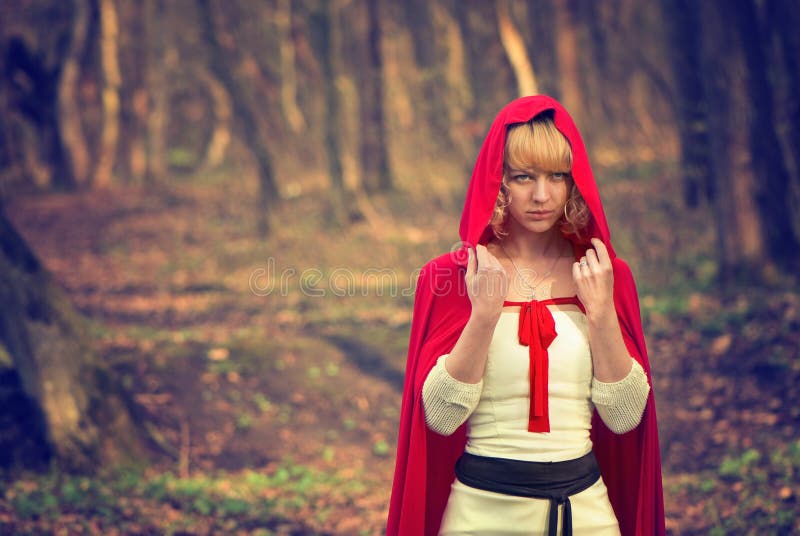 Woman in red cape stock image. Image of portrait, closeup - 24450231