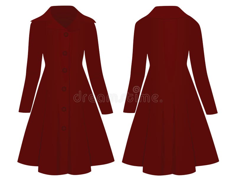 Woman Red Coat, Front and Back View Stock Vector - Illustration of ...