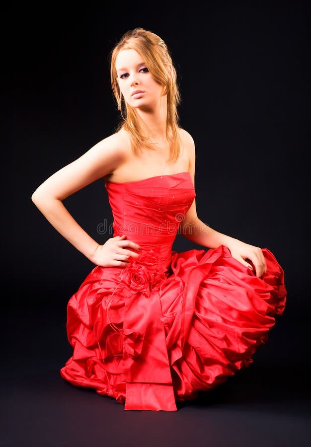 Woman in red dress stock photo. Image of black, glamour - 6104566