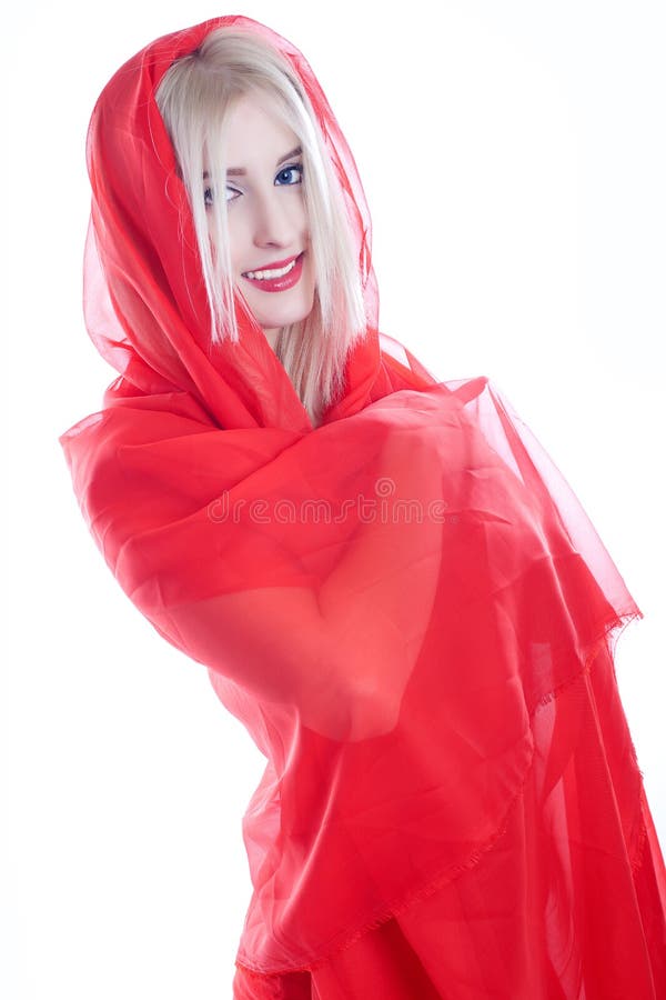 Woman in Red Fabric on a White Stock Photo - Image of sensual, person ...