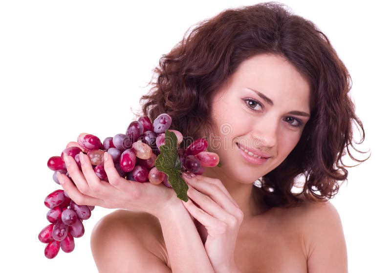 Woman with red grape stock image. Image of happy, beautiful - 23355341