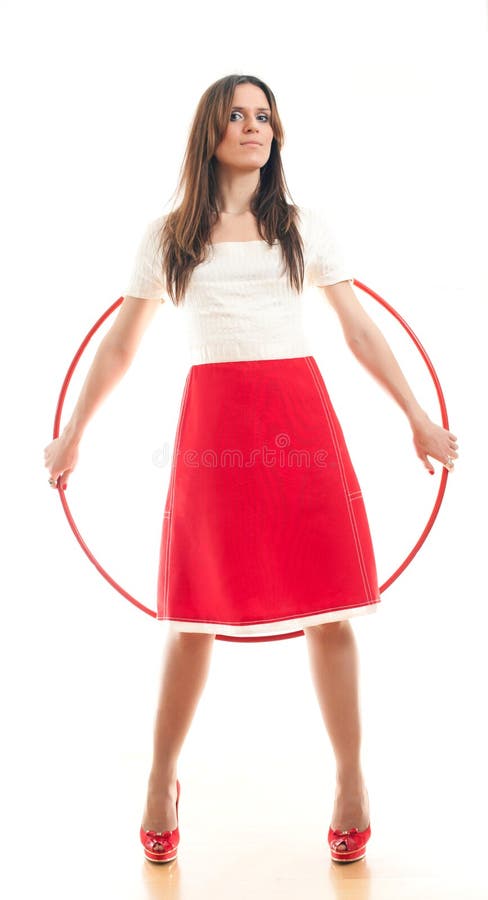 Woman and red hoop stock image. Image of health, beauty - 35010961