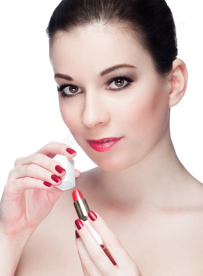 Woman with red lipstick stock image. Image of model, elegance - 29139983