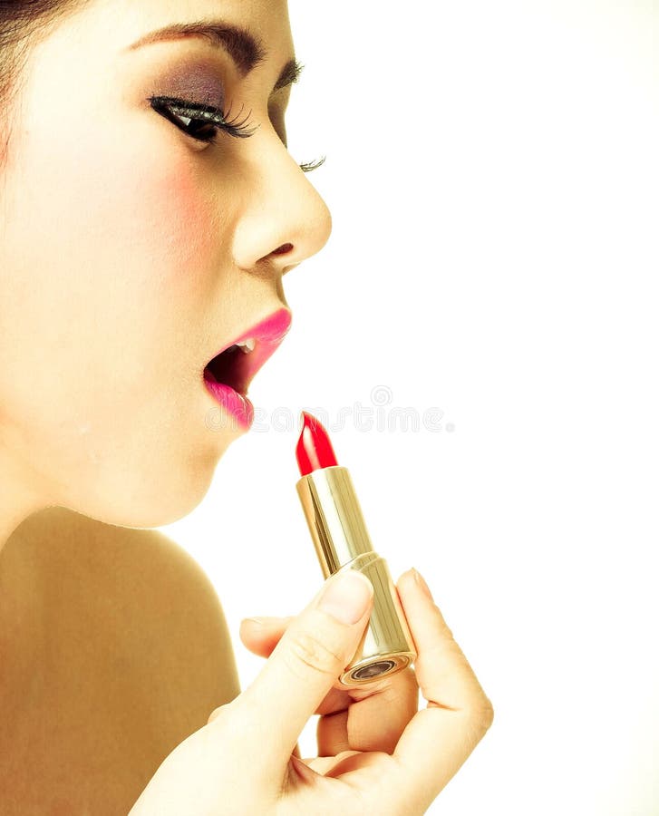 Woman with red lipstick stock photo. Image of makeup - 47796840
