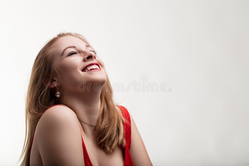 Smiling Skyward, Her Optimism is Visibly Infectious Stock Photo - Image ...