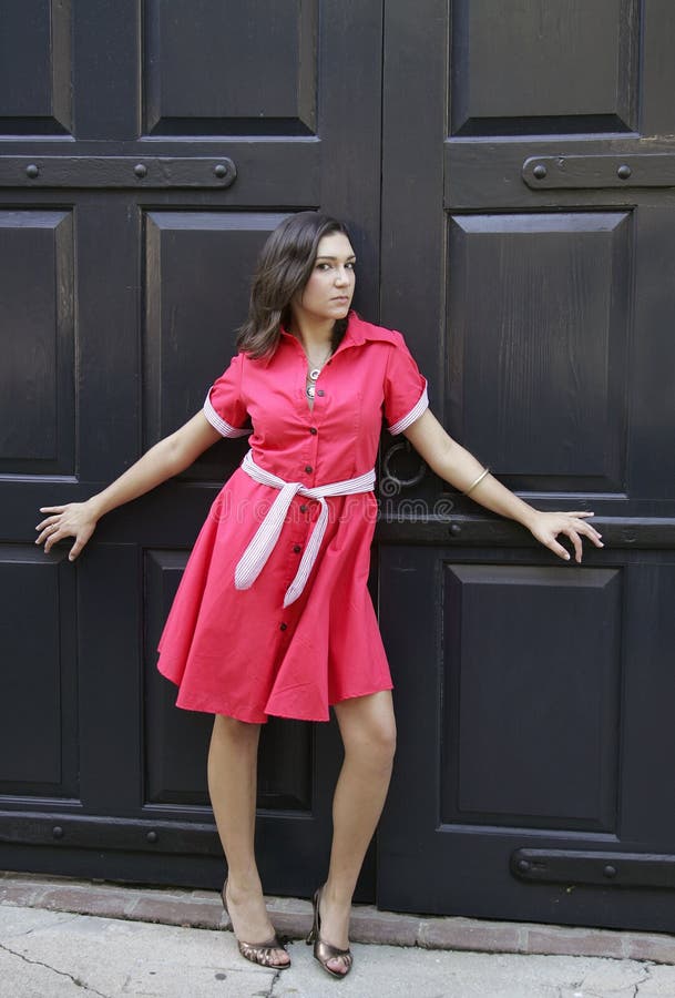 Woman in red over black stock image. Image of dress, white - 7605289
