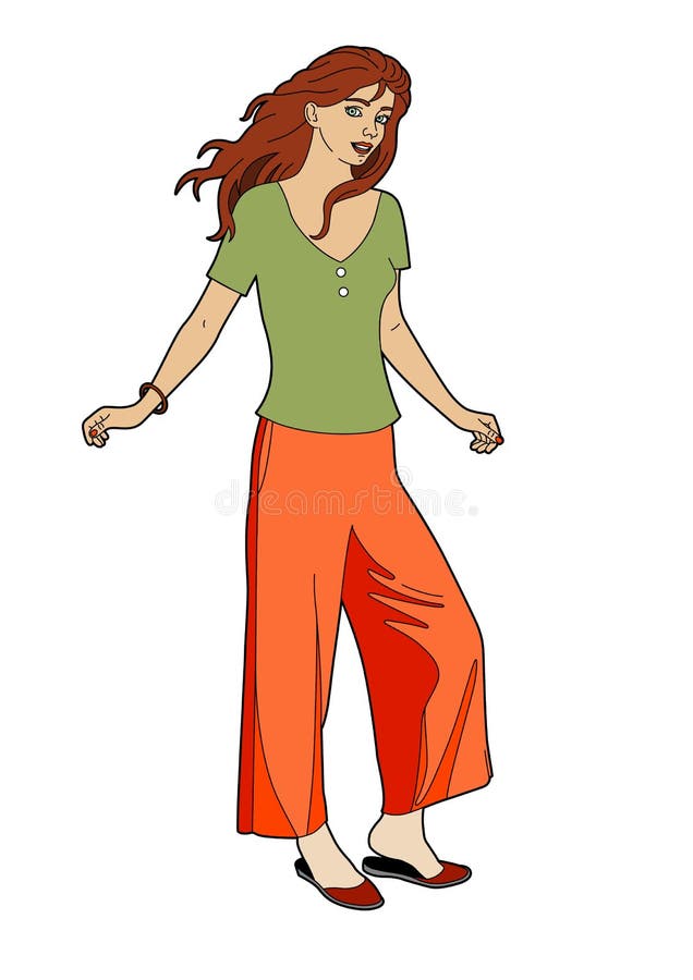 Woman in red pants stock vector. Illustration of woman - 244835565