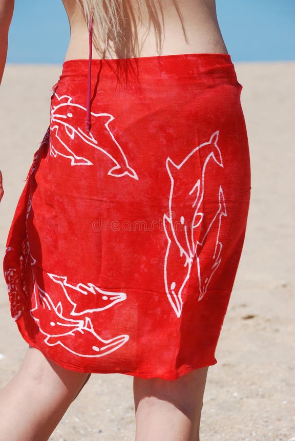 Woman in red pareo stock image. Image of wrap, summer - 16093675