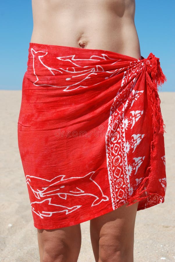 Woman in red pareo stock photo. Image of summer, body - 18461698