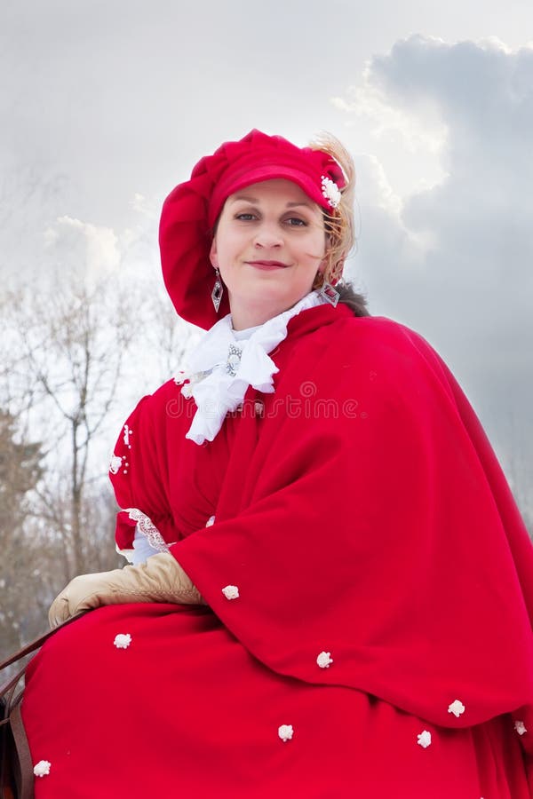 Woman in red riding habit stock photo. Image of horseback - 29158226