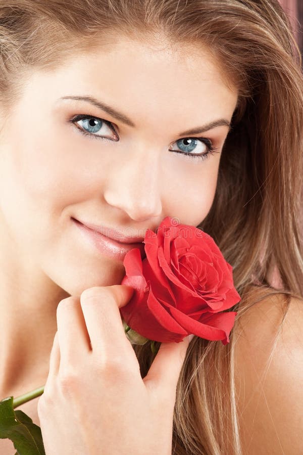 Beautiful Female Holding Red Roses Bouquet, Valentines Day. Stock Image ...