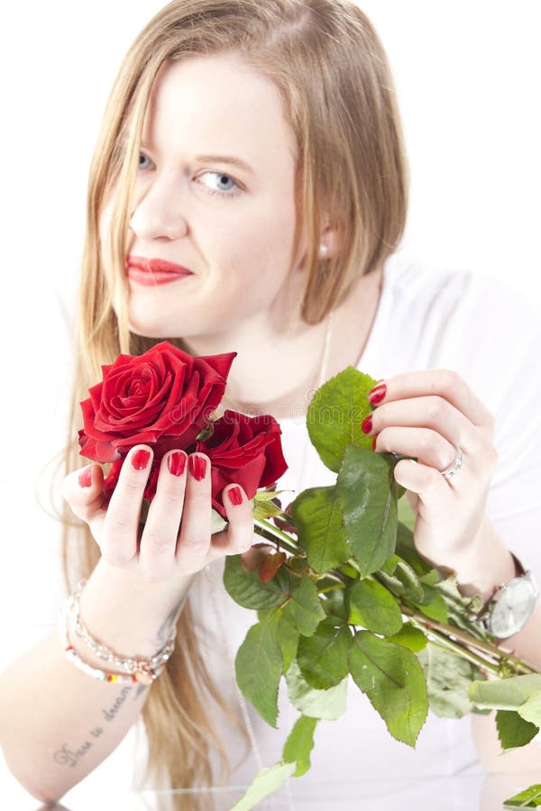 Woman with red roses.GN stock photo. Image of flower - 37524370
