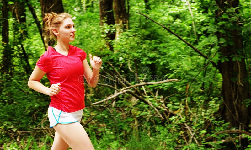 Woman in Red Running stock image. Image of person, activity - 10083987