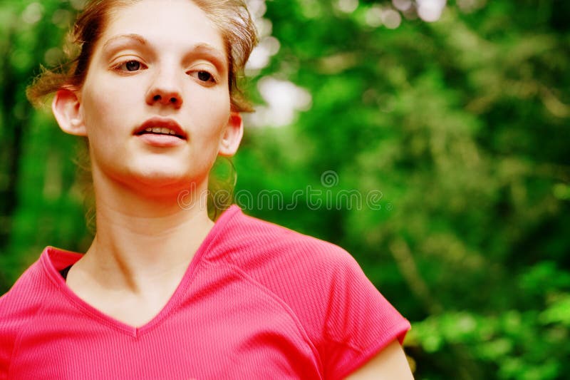 Woman in Red Running stock photo. Image of outdoor, nature - 10084214
