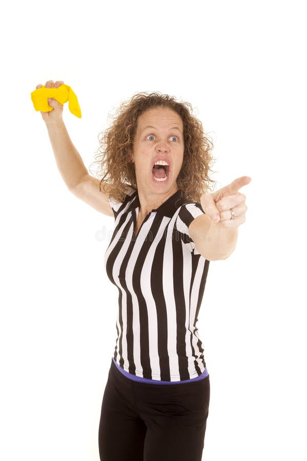 Woman Referee Ready To Throw Yellow Flag Stock Photo - Image of flag ...