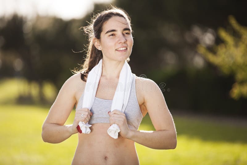 Woman Refreshing Atfer Running Stock Photo - Image of exhausted ...