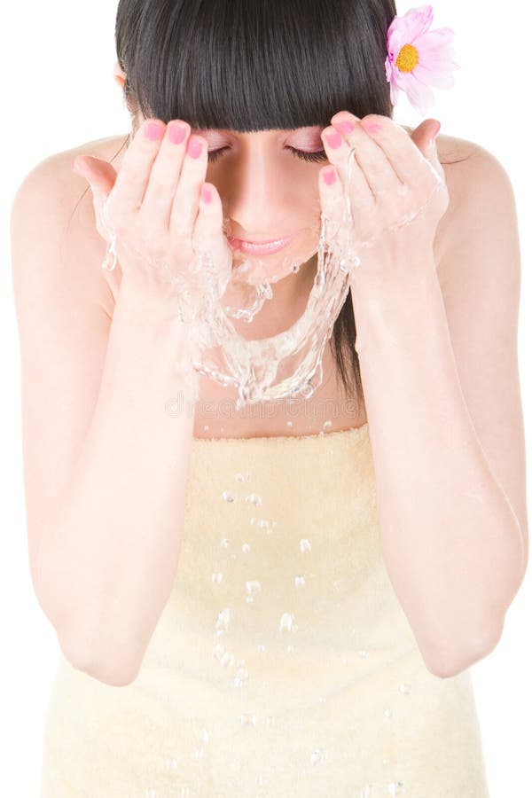 Woman refreshing the face stock image. Image of fashion - 12127861