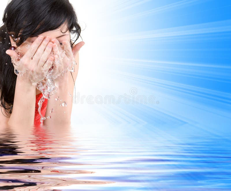 Woman refreshing the face stock photo. Image of head, care - 5959230