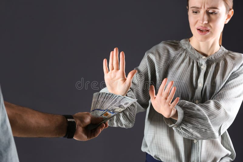 Woman Refusing Handshake from Coworker in Office, Closeup Stock Image ...