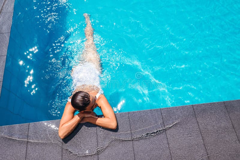 Woman Relax in Swimming Pool Stock Photo - Image of active, summer ...