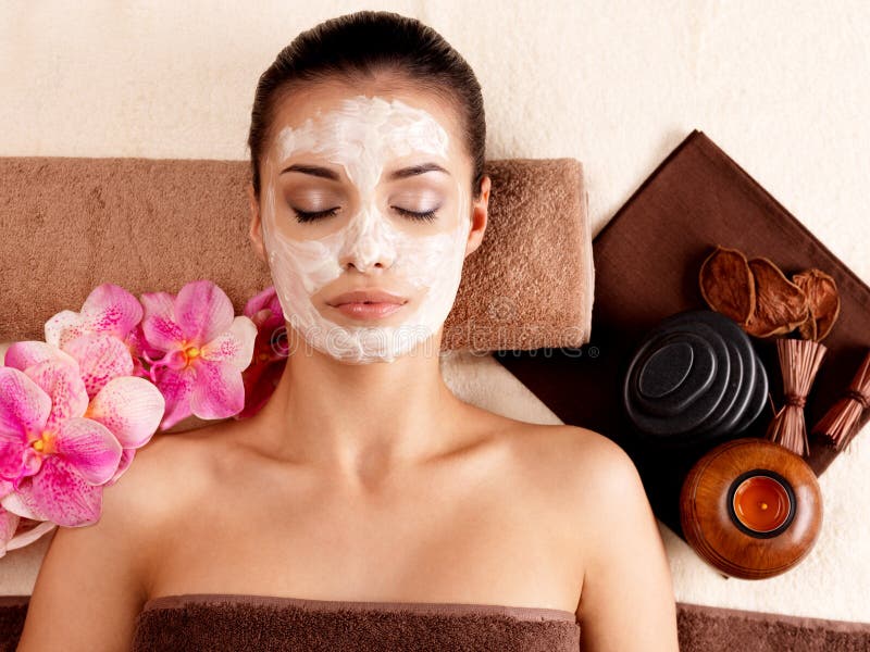 Woman Relaxing with Cosmetic Mask on Face Stock Photo - Image of relax ...