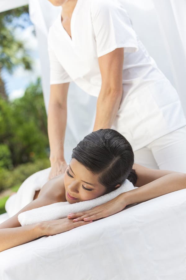 Asian Woman Relaxing at Health Spa Having Massage Stock Image - Image ...