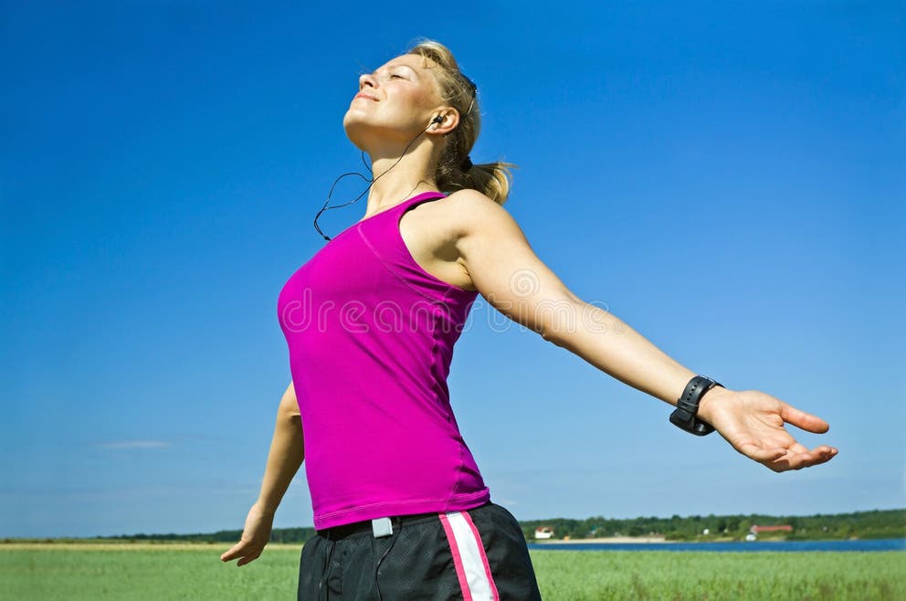 Woman Relaxing after Running Stock Image - Image of outdoors, marathon ...