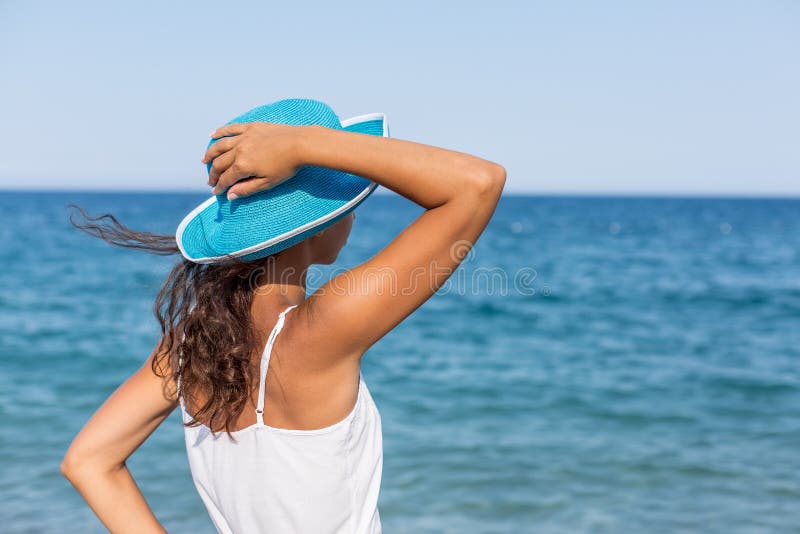 Woman Relaxing at a Seaside. Stock Photo - Image of holidays, outdoor ...