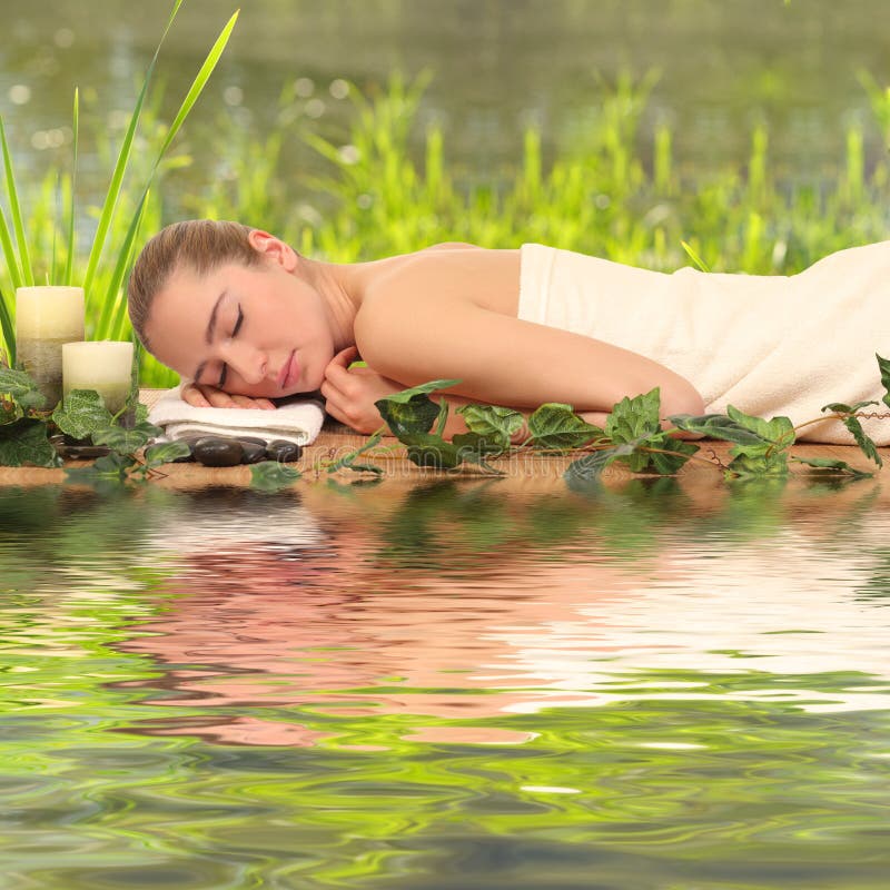 Woman relaxing in a spa stock photo. Image of healthy - 143302444