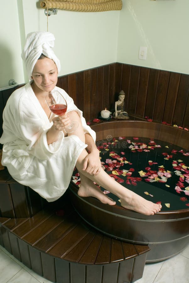 Woman Relaxing at a Spa - Vertical Stock Image - Image of freshness ...