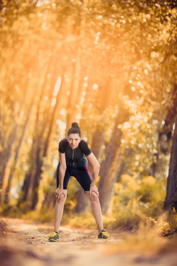Woman Relaxing after Work Out in the Park Stock Photo - Image of ...